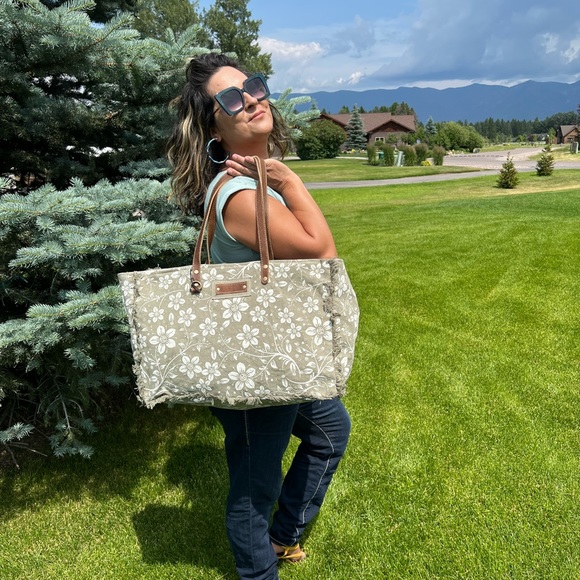 Myra Bag | Bags | Springnew Green Floral Handmade Large Canvas ...